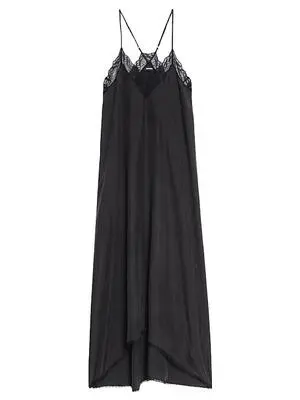 Zadig&Voltaire Lace-trim Silk Midi Dress - Black