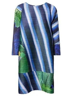 Issey Miyake City Collage-print Knitted Dress - Gray X Navy