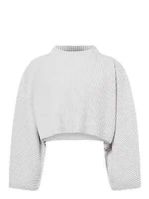 Issey Miyake High-neck Cropped Knitted Top - Lt Gray