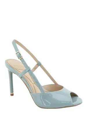 KENNETH COLE Londyn Slingback Peep Toe Sandal - Ice Blue Patent