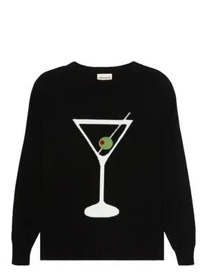 ELLSWORTH + IVEY Riley Crewneck Sweater Martini Glass - Black