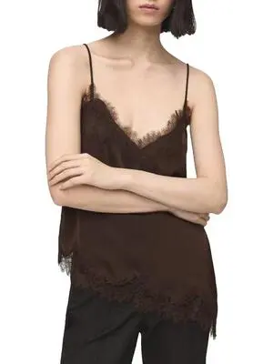 Mango Lace Trim Camisole - Brown