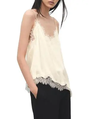 Mango Lace Trim Camisole Ecru