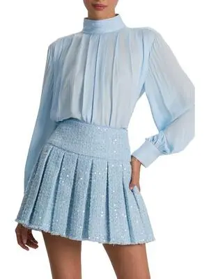 Alice + Olivia Gertrude Mock Neck Top - Carolina Blue