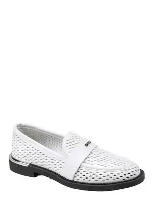 Dkny Perforated Loafer With Logo - White