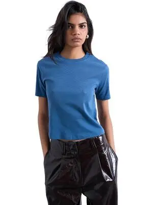 Topshop Everyday Shrunken Cotton T-shirt - Medium Blue