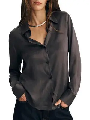 MAVI Slim Fit Silk Button-up Shirt - Phantom