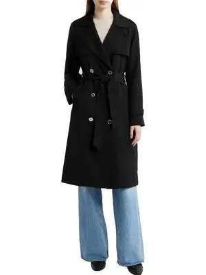 Michael Kors Drapey Tie Waist Trench Coat - Black