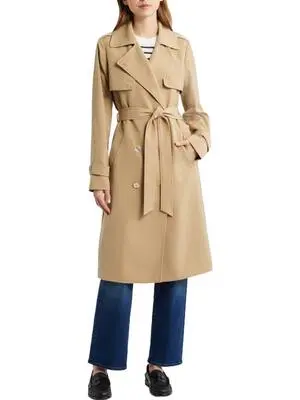 Michael Kors Drapey Tie Waist Trench Coat - Khaki