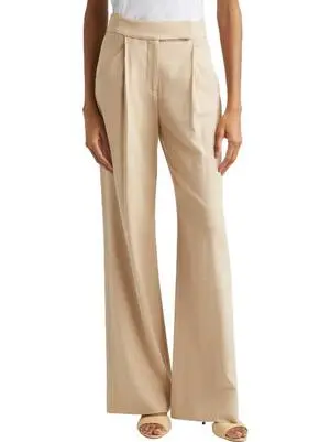 Veronica Beard High Waist Wide Leg Pants - Stone Khaki
