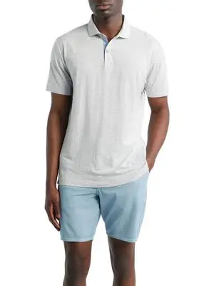 Johnnie-o Starnes Heathered Cotton Blend Polo Light Gray