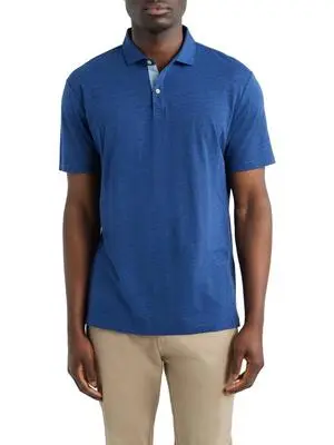 Johnnie-o Starnes Heathered Cotton Blend Polo Navy