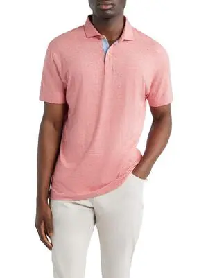 Johnnie-o Starnes Heathered Cotton Blend Polo Slate Rose