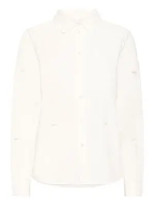ICHI Ihlovely Heart Cutout Button-up Top - Cloud Dancer