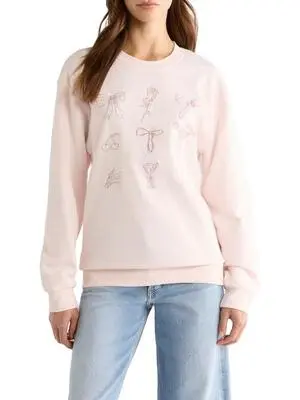 GOLDEN HOUR Embroidered Cotton-blend Fleece Sweatshirt - Mauve Morn