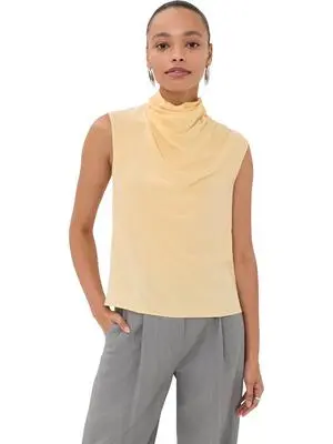 Another Tomorrow Draped Silk Top - Butter