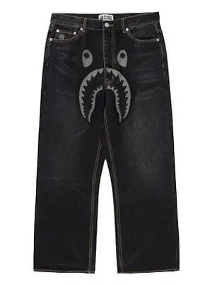 A BATHING APE Shark Relaxed Fit Denim Pants - Indigo