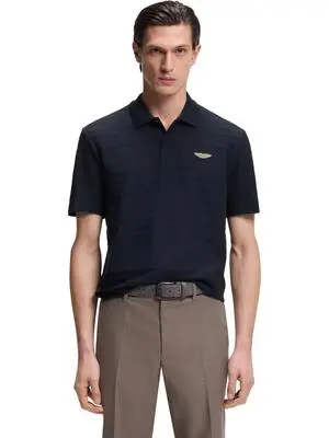 BOSS X Aston Martin Polo Shirt In Cotton Jacquard - Dark Blue