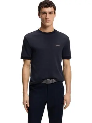 BOSS X Aston Martin T-shirt In Wool-cotton Jacquard - Dark Blue