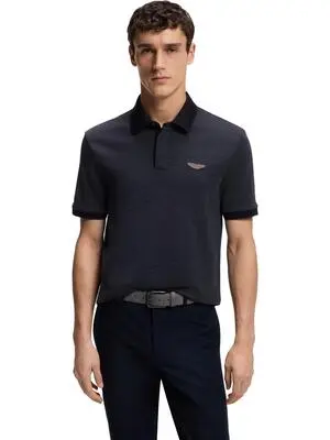 BOSS X Aston Martin Polo Shirt In Wool-cotton Piqu - Dark Blue