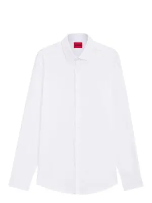 Hugo Slim-fit Shirt With Logo Jacquard - White