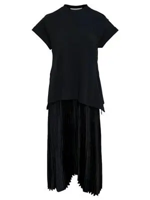 3.1 Phillip Lim Pleated Layered T-shirt Dress - Black