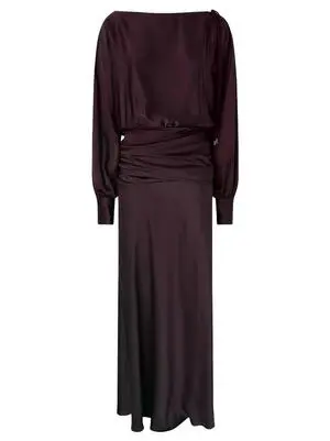 Pinko Ruched Long-sleeve Midi Dress - Purple