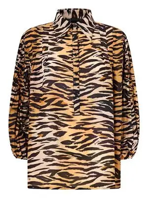 Pinko Pleated Tiger-print Top - Neutrals