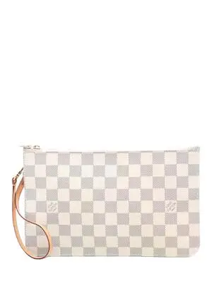 LOUIS VUITTON 2018 Damier Azur Neverfull Mm Pouch - White