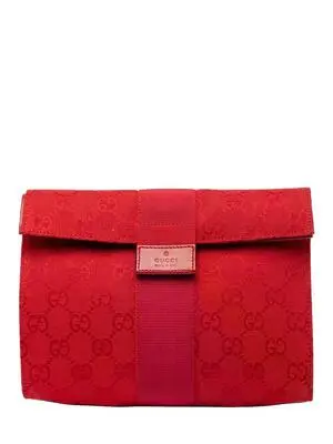 Gucci Gg Canvas Clutch Bag - Red