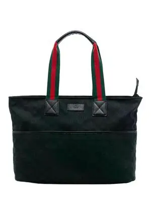 Gucci Gg Canvas Web Tote Bag - Black