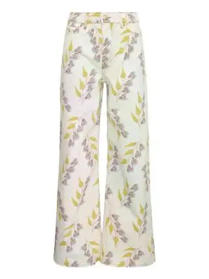 Ulla Johnson Willow Floral-print Wide-leg Jeans - Neutrals
