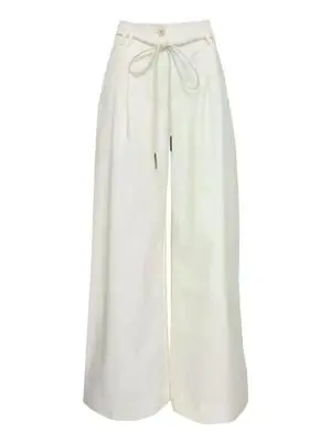 LEE MATHEWS Drawstring Palazzo Pants - White