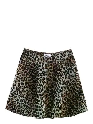 GANNI Leopard-print Mini Skirt - Brown