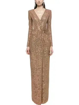 NISSA Sequin-embellished Maxi Dress - Gold