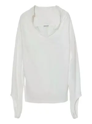 UNDERCOVERISM Thumbhole V-neck Top - White
