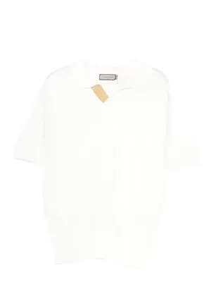 Canali Short-sleeve Open Collar Polo Shirt - White