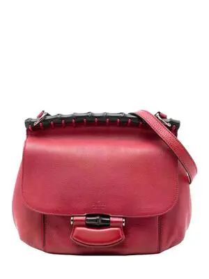 Gucci 2016-2026 Medium Leather Bamboo Nouveau Fringe Crossbody Bag - Red