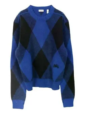Burberry Argyle-check Crew-neck Sweater - Blue