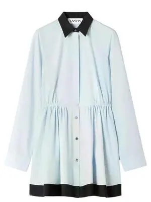 LANVIN Long-sleeve Mini Shirt Dress - Blue