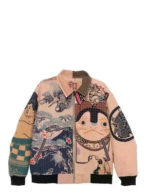 KAFENEO BY TBF Graphic-print Reversible Jacket - Brown