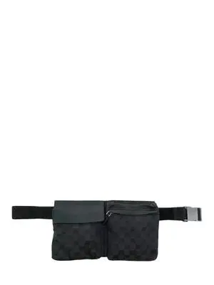 Gucci Gg Canvas Double Pocket Belt Bag - Black