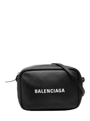 Balenciaga Leather Camera Crossbody Bag - Black