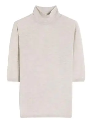 Max Mara Stockinette-stitched Wool Polo-neck Sweater - Powder