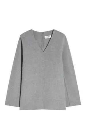 Max Mara Wool Broadcloth Blouse - Medium Grey