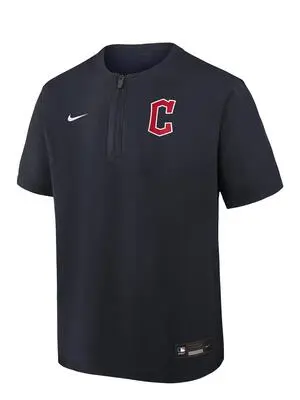 Nike Cleveland Guardians Authentic Collection Dri-fit Mlb 1/4-zip Short-sleeve Windshirt - Blue