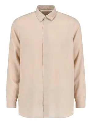 LARDINI Tencel And Linen Shirt - Beige