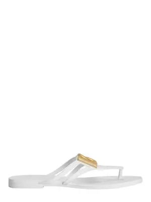 Dolce & Gabbana Rubber Beachwear Slides With Logo - White