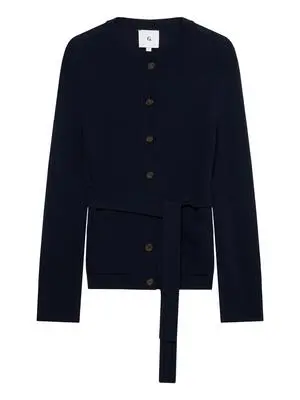 GWYN Slim Belted Cardigan Navy
