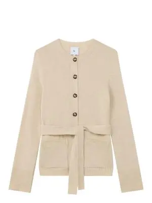 GWYN Slim Belted Cardigan Oat